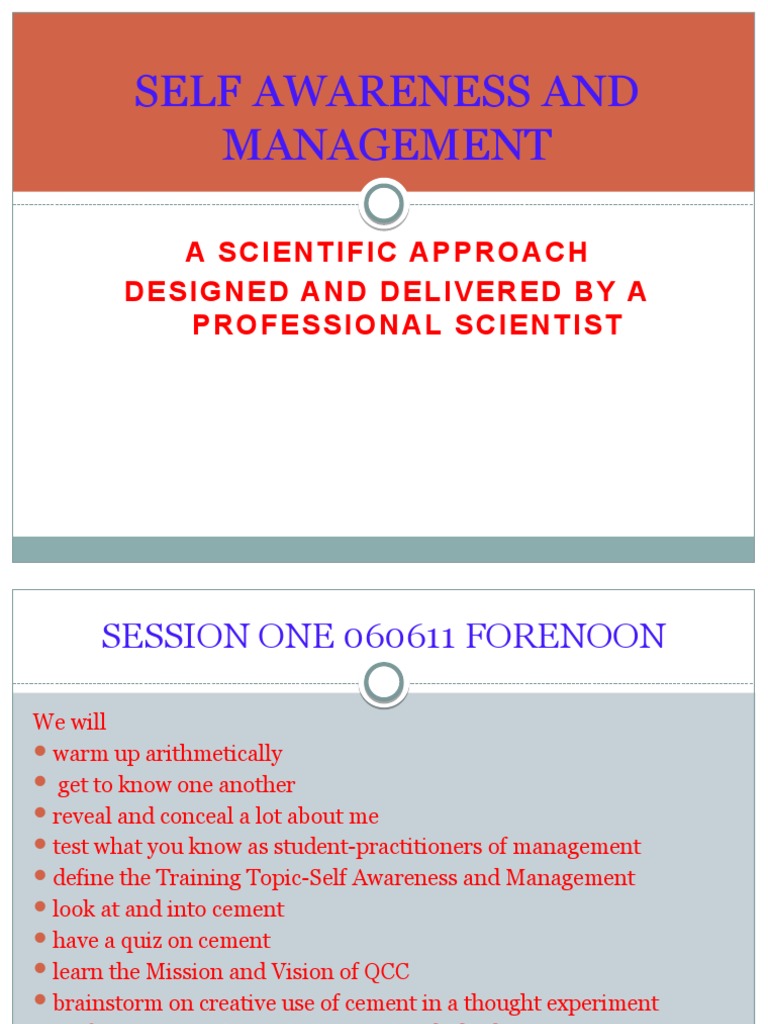 02 - Self Awareness and Management | PDF | Self Awareness | Competence ...
