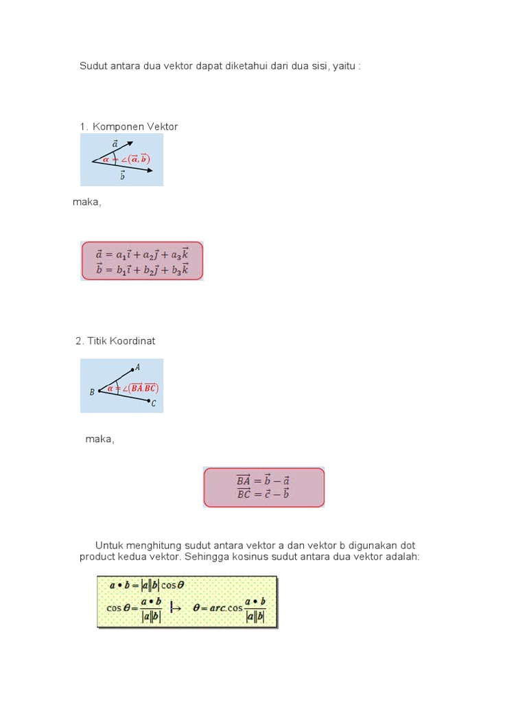Sudut Antara Dua Vektor Dapat Diketahui Dari Dua S | PDF