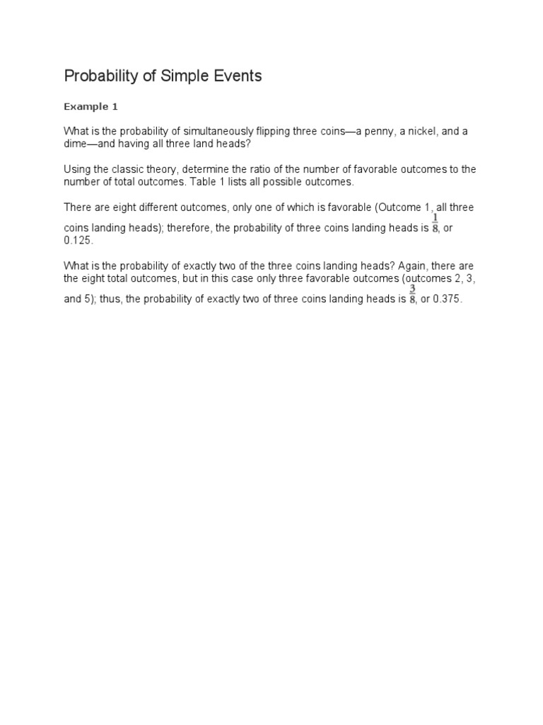 Probability Of Simple Event PDF