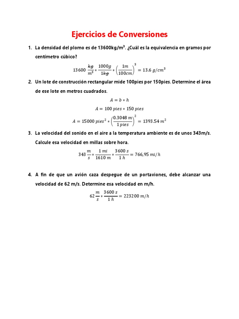 Ejercicio Conversiones - Solución | PDF | Naturaleza