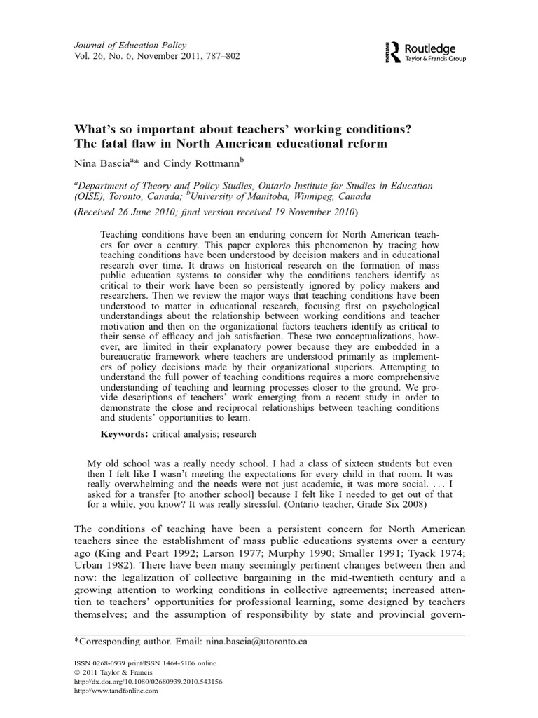 Whats So Important About Teachers Working Conditions | PDF | Teachers ...