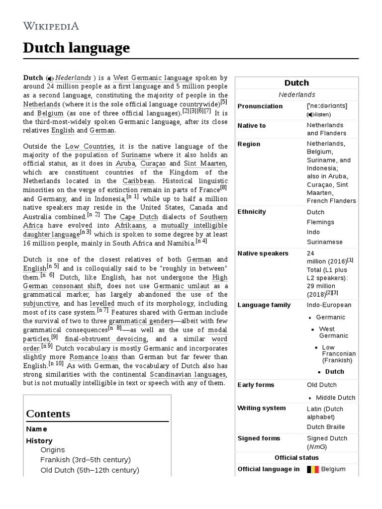 Dutch Language: Dutch (Nederlands) Is A West Germanic Language Spoken ...