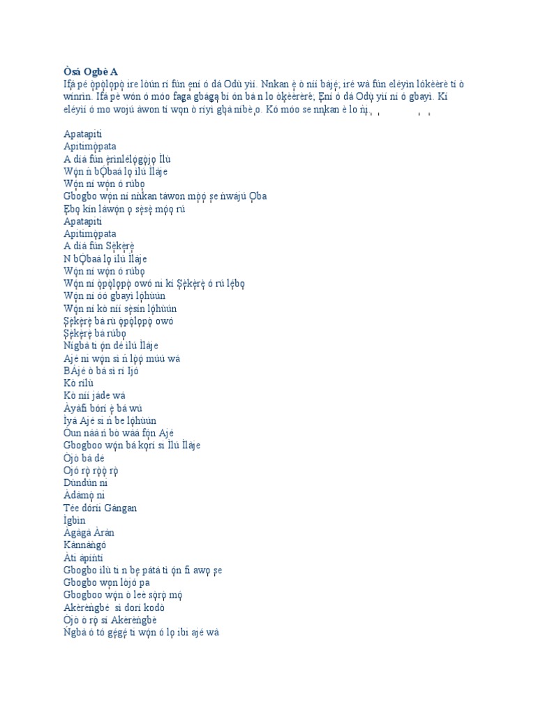Òsá Ogbè | PDF