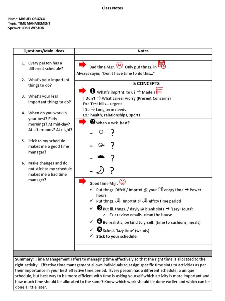 Note-Taking Assignment 4 - Week 4 - Miguel Orozco PDF | PDF | Career ...
