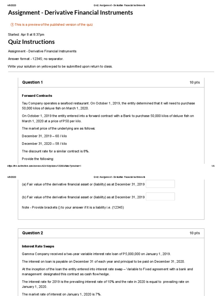 Assignment - Derivative Financial Instruments: This Is A Preview of The ...