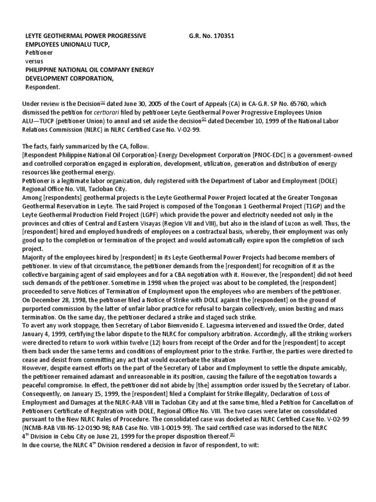 Labor Dispute in Geothermal Project | PDF | Strike Action | Union Busting