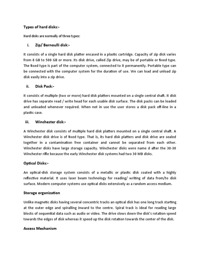 Hard Disks Are Normally of Three Types | PDF | Hard Disk Drive | Disk ...