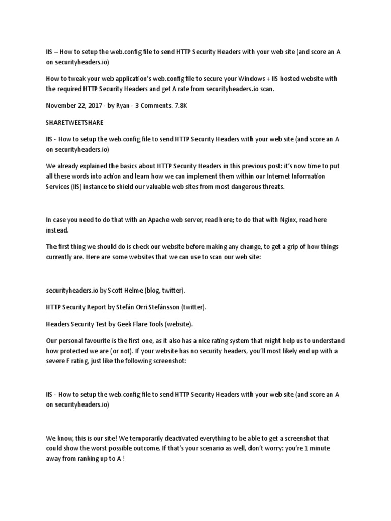 Securing IIS Headers | PDF | Apache Http Server | Internet Information ...