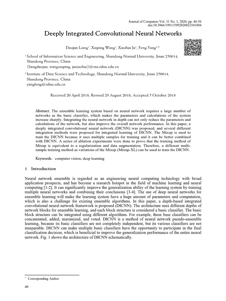 Deeply Integrated Convolutional Neural Networks | PDF | Artificial ...