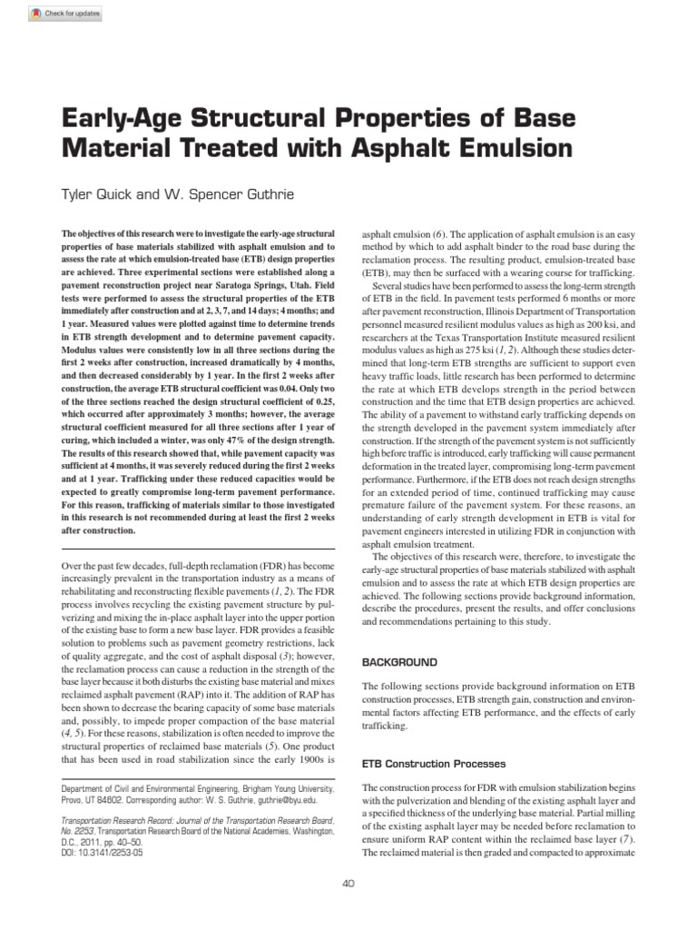 Early Strength of Asphalt Emulsion Base | PDF | Road Surface | Asphalt