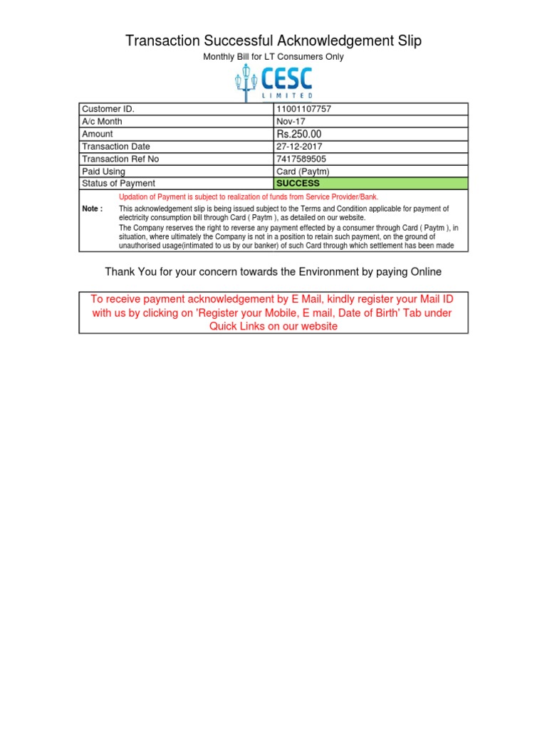 Transaction Successful Acknowledgement S Pdf Pdf