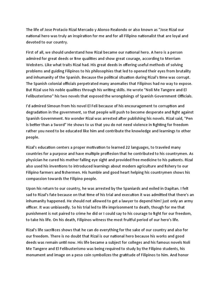 RIZAL Reflection paper-WPS Office | PDF | Hero