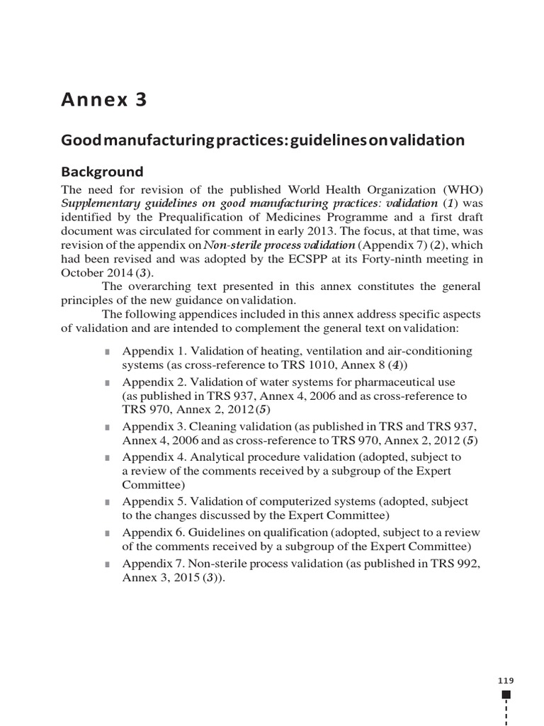 Good Manufacturing Practices, Guidelines On Validation | PDF ...
