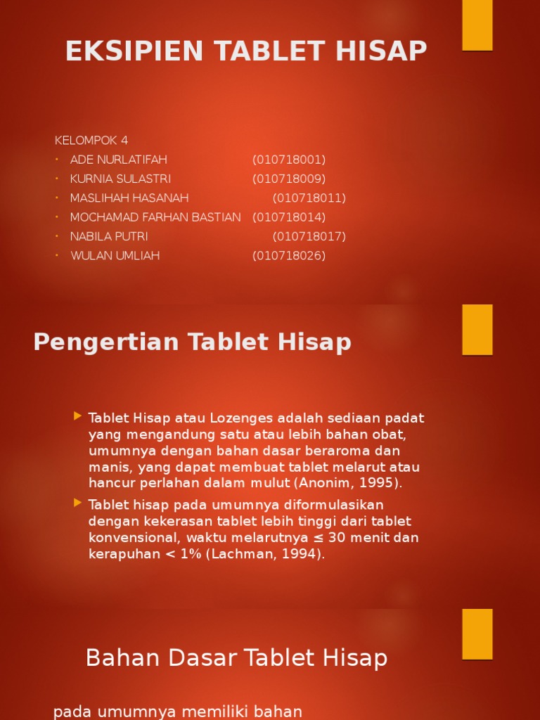 Eksipien Tablet Hisap | PDF
