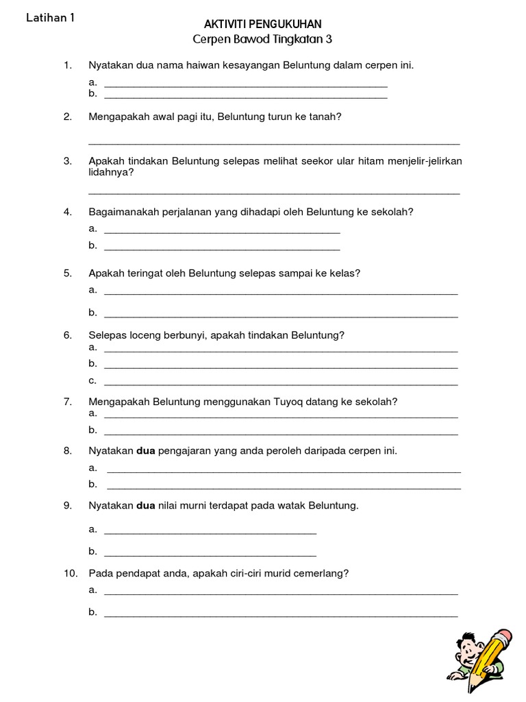 Aktiviti Cerpen Bawod Tingkatan 3 | PDF | Griya & Taman | Teknologi ...