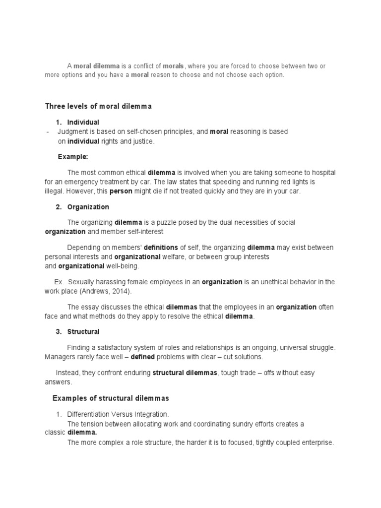 Three Levels of Moral Dilemma | PDF | Autonomy | Stereotypes