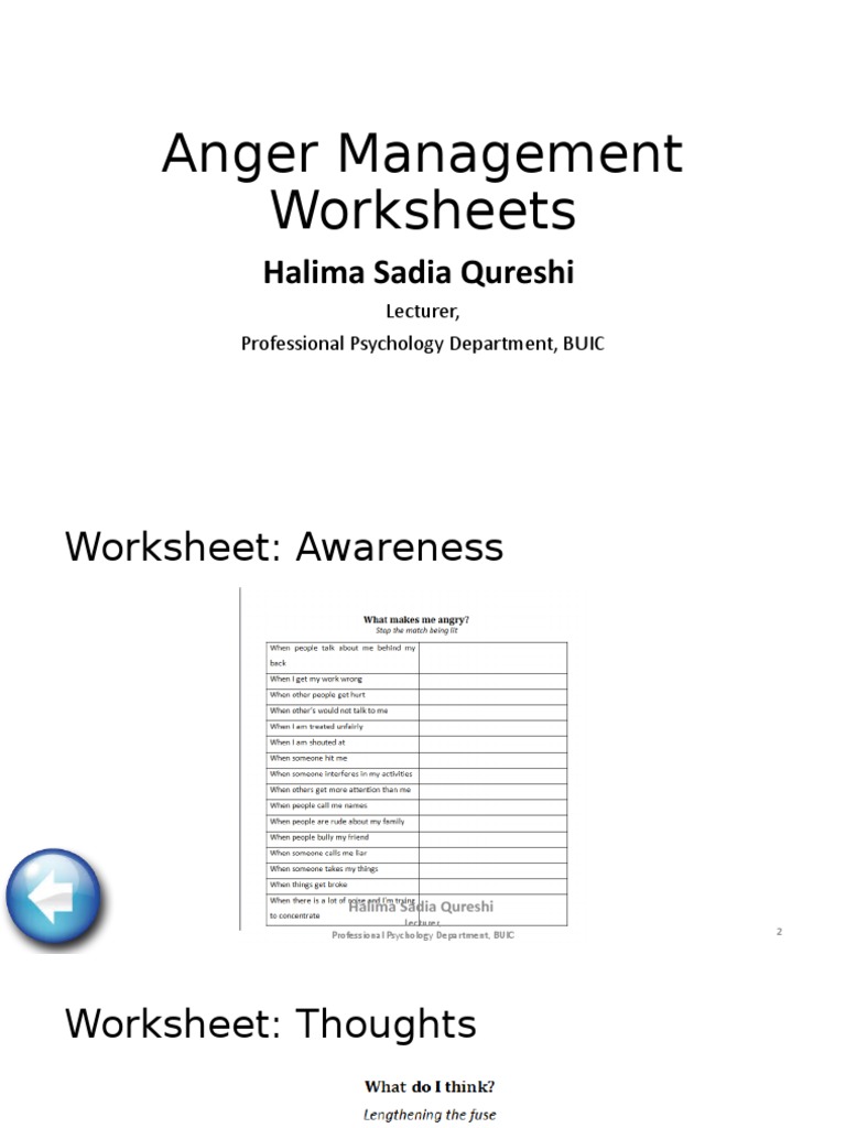 Anger Management Worksheets | PDF
