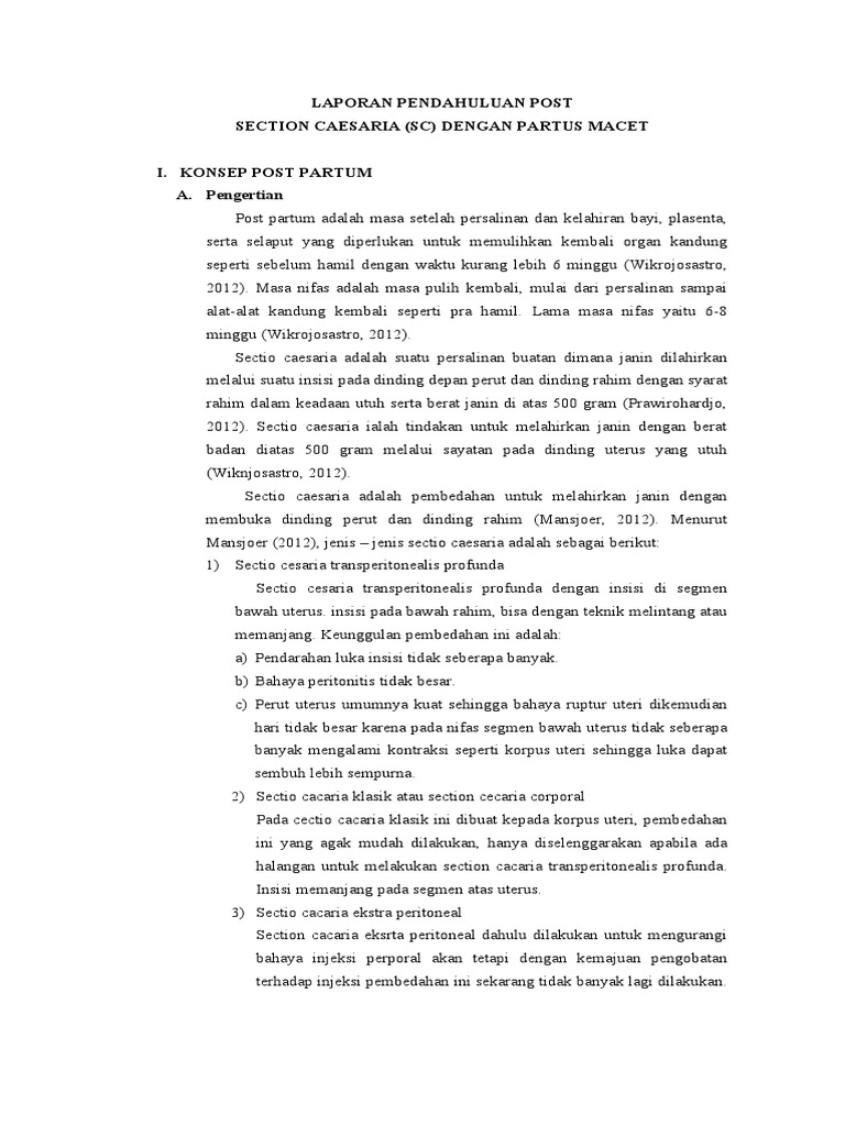 Sectio Caesaria dan Partus Macet | PDF