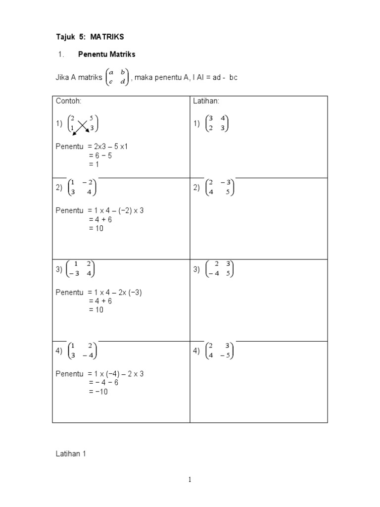 Tajuk 5 Matriks | PDF