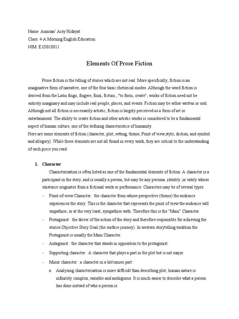 Elements of Prose Fiction | PDF | Plot (Narrative) | Narration