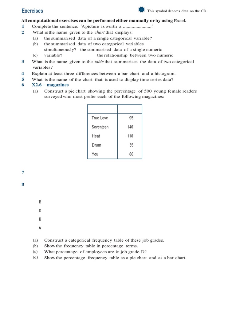Exercises: All Computational Exercises Can Be Performed Either Manually or by Using | PDF ...