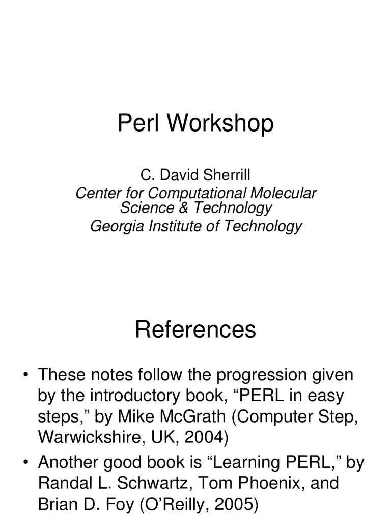 Perl Workshop | PDF | Control Flow | Computer File