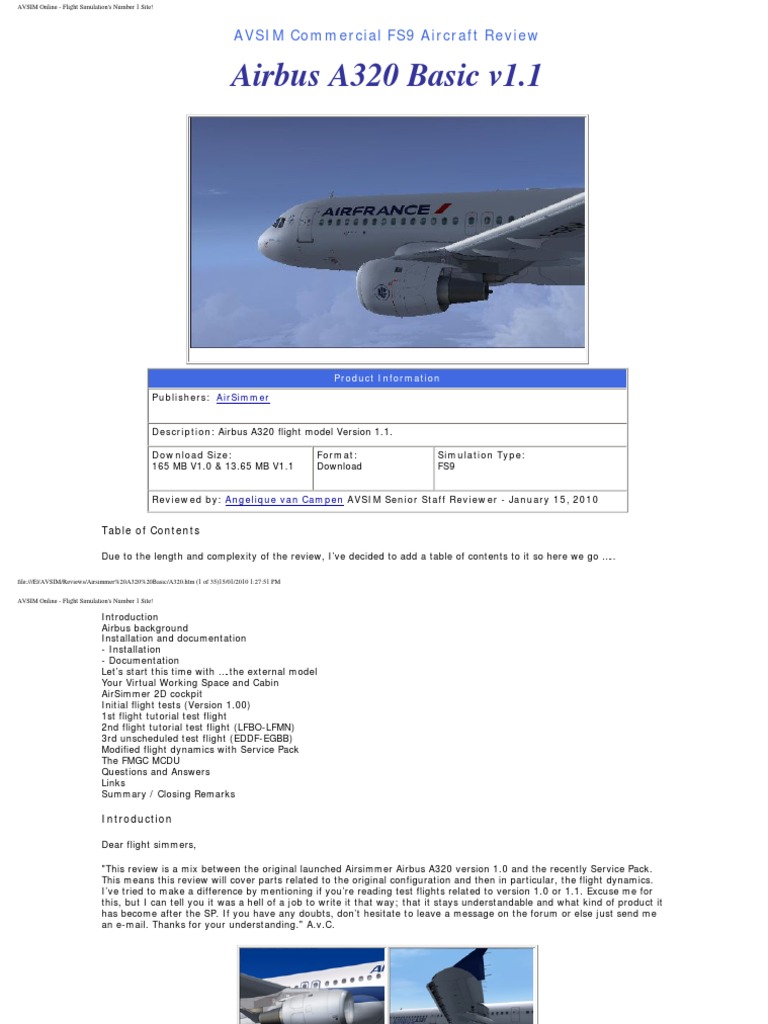 Air Simmer A320 Review | PDF | Airbus | Aviation