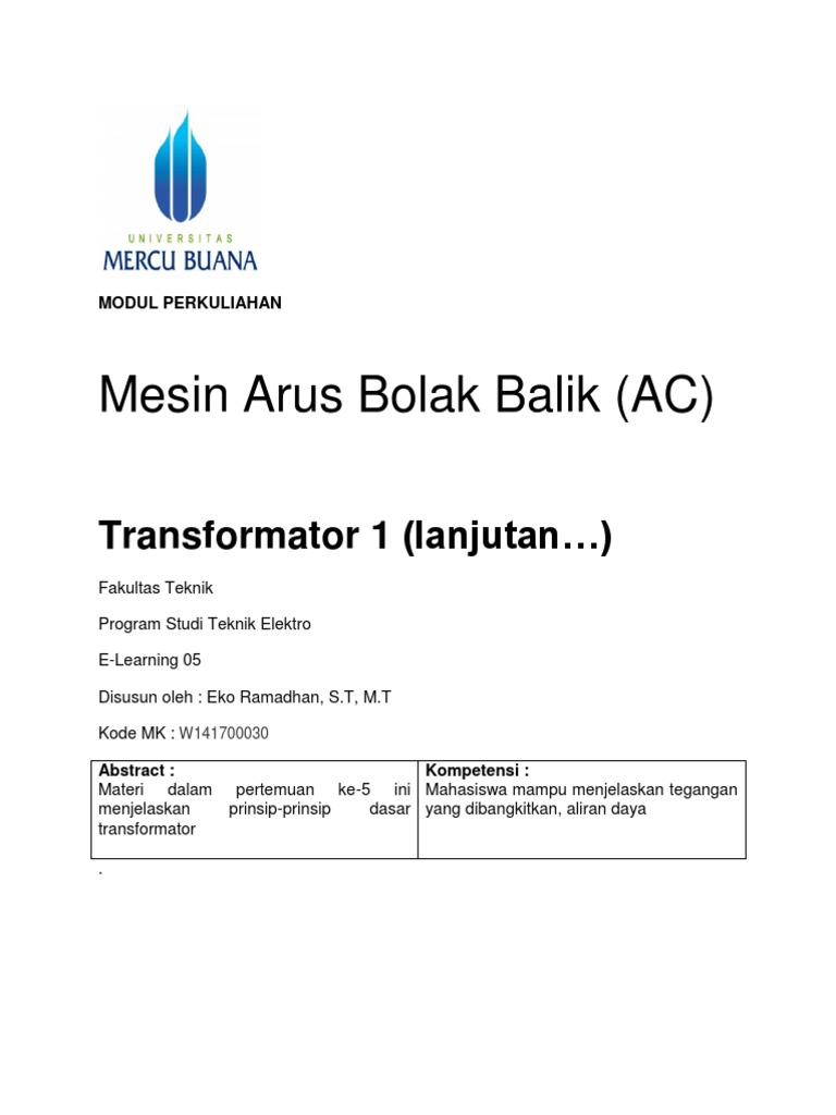 Prinsip Dasar Transformator | PDF | Sains & Matematika