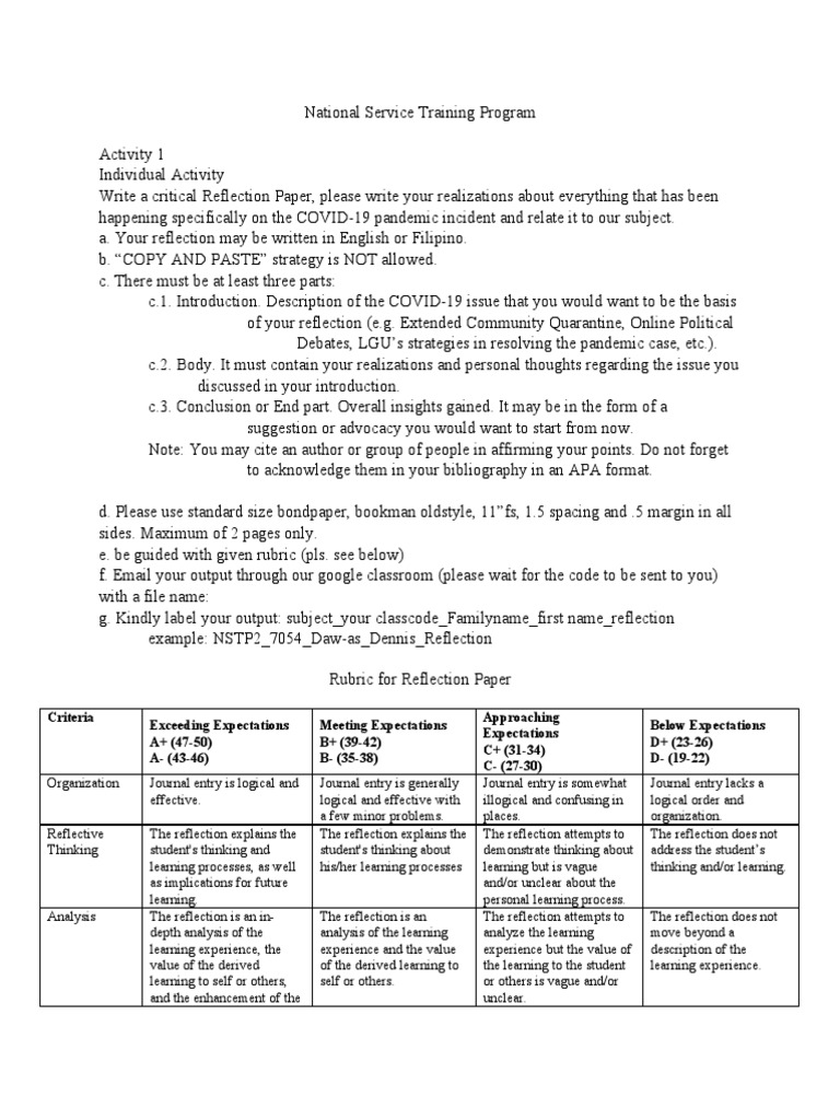 Reflection Act | PDF | Experience | Learning