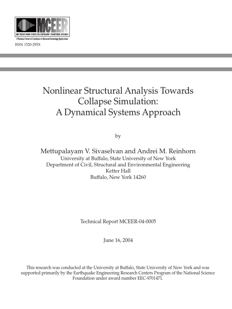 Nonlinear Structural Analysis Towards Collapse Simulation: A Dynamical Systems Approach | PDF ...
