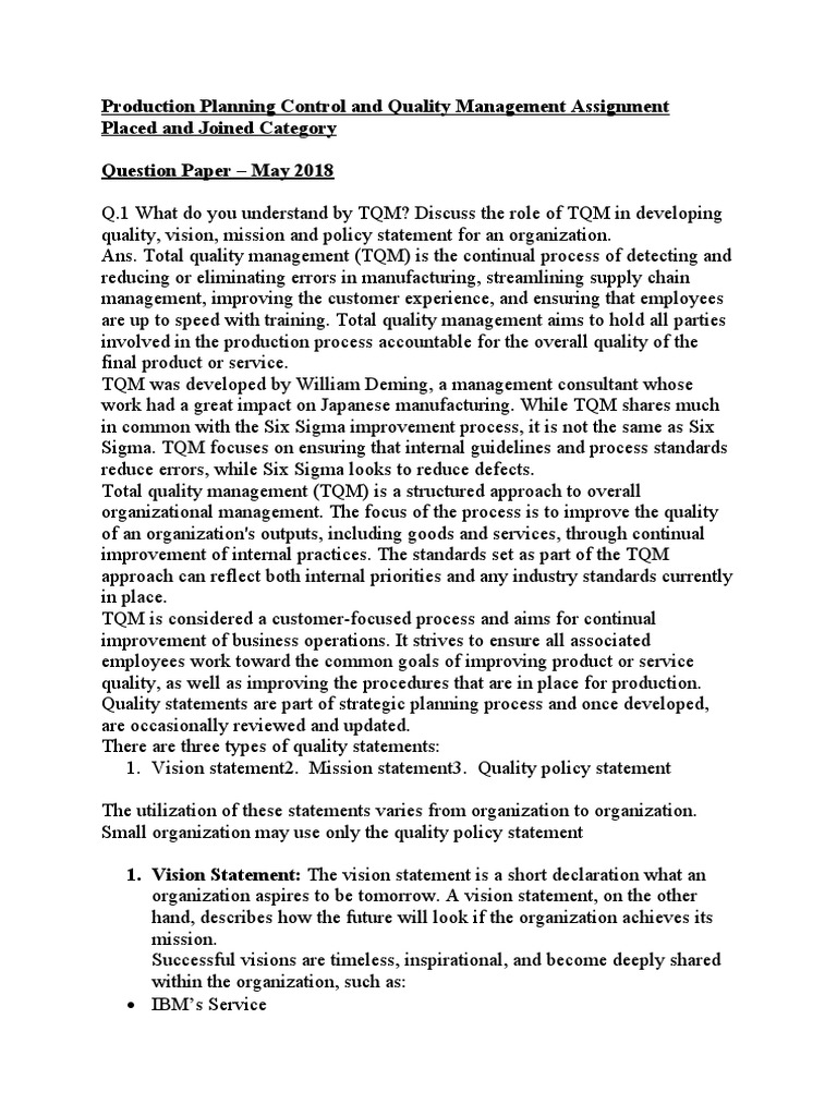 PPC Assignment | PDF | Iso 9000 | Quality Management System