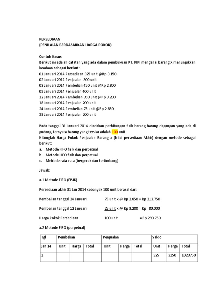 Contoh Kasus Persediaan | PDF