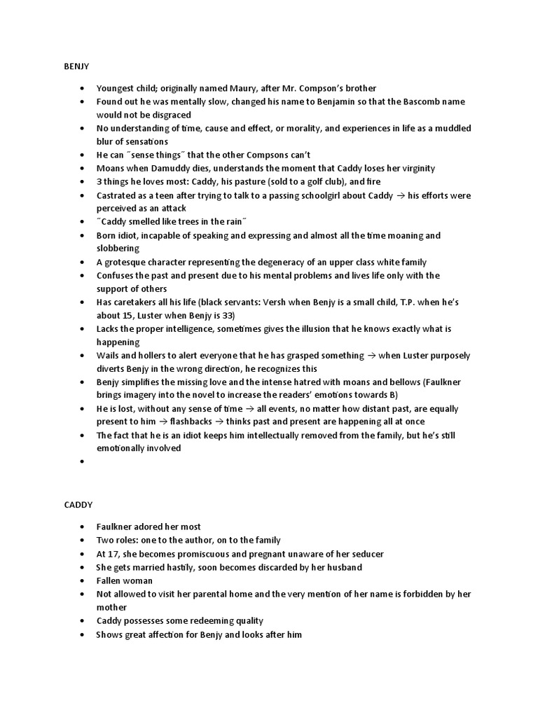 The Decline of the Compson Family: A Study of Moral Degeneration in The ...