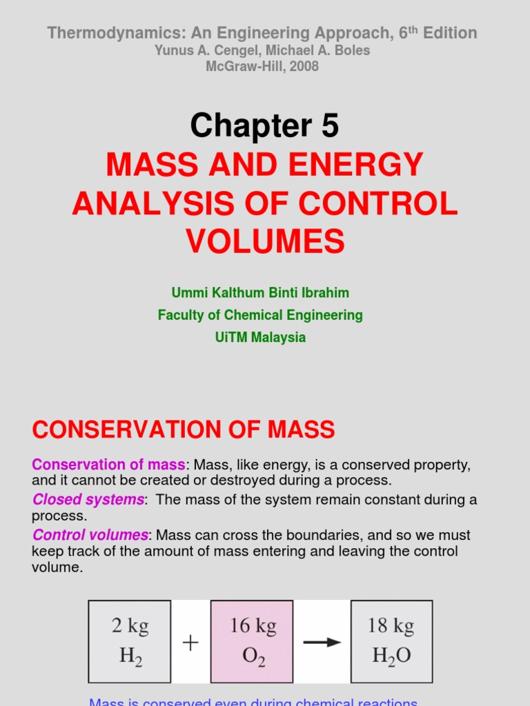 Mass and Energy Analysis of Control Volumes: Thermodynamics: An ...
