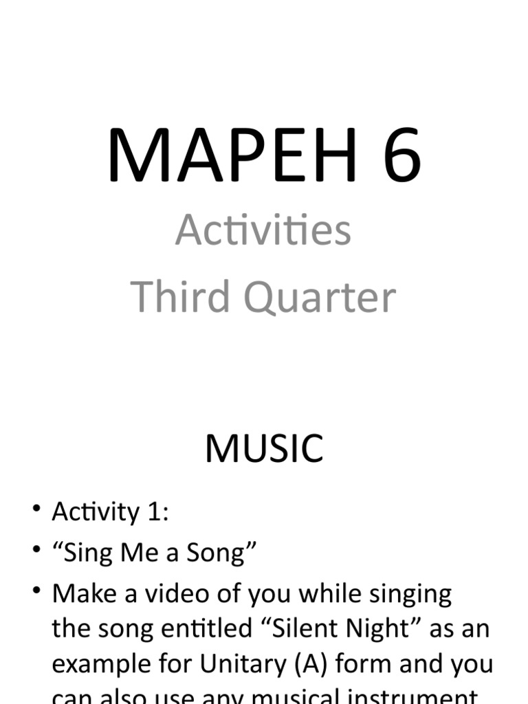 Mapeh 6: Activities Third Quarter | PDF | Entertainment (General ...