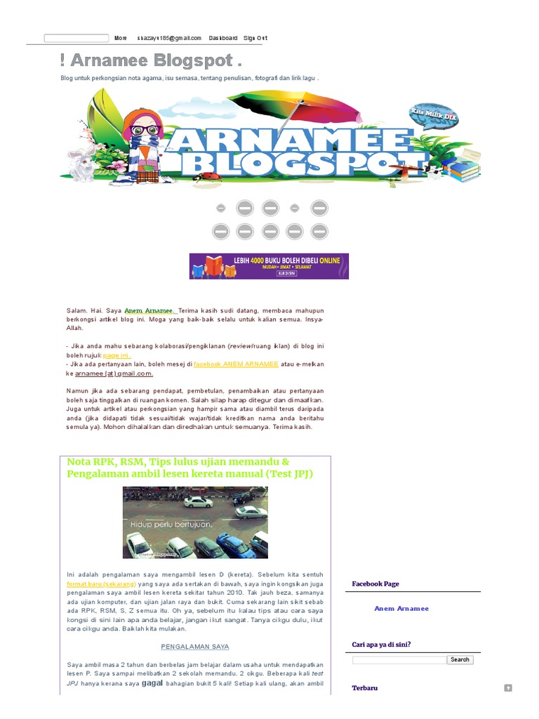 Nota RPK, RSM, Tips Lulus Ujian Memandu & Pengalaman Ambil Lesen Kereta ...