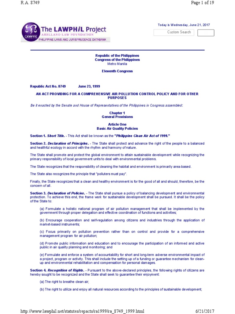 RA 8749 Emission Testing PDF | PDF | Air Pollution | Atmosphere Of Earth