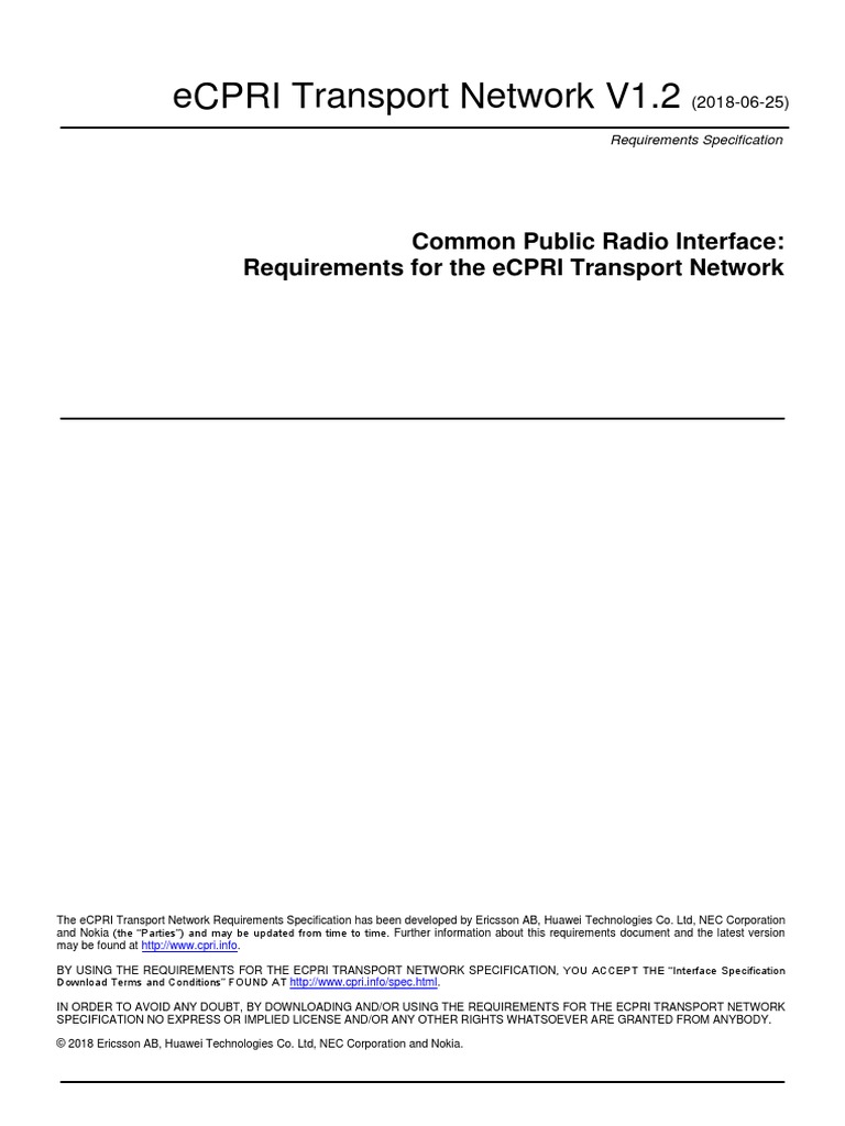 Requirements For The eCPRI Transport Network V1 2 2018 06 25 PDF | PDF ...