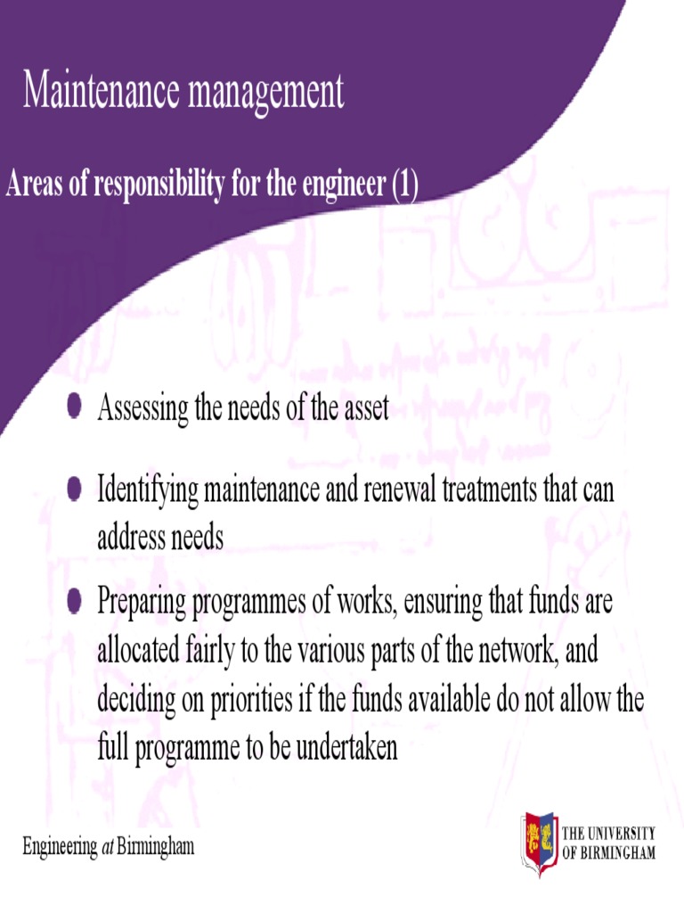 Maintenance Management Areas of Responsibility | PDF