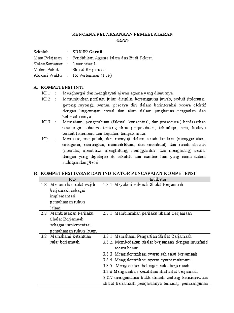 Contoh RPP K13 | PDF