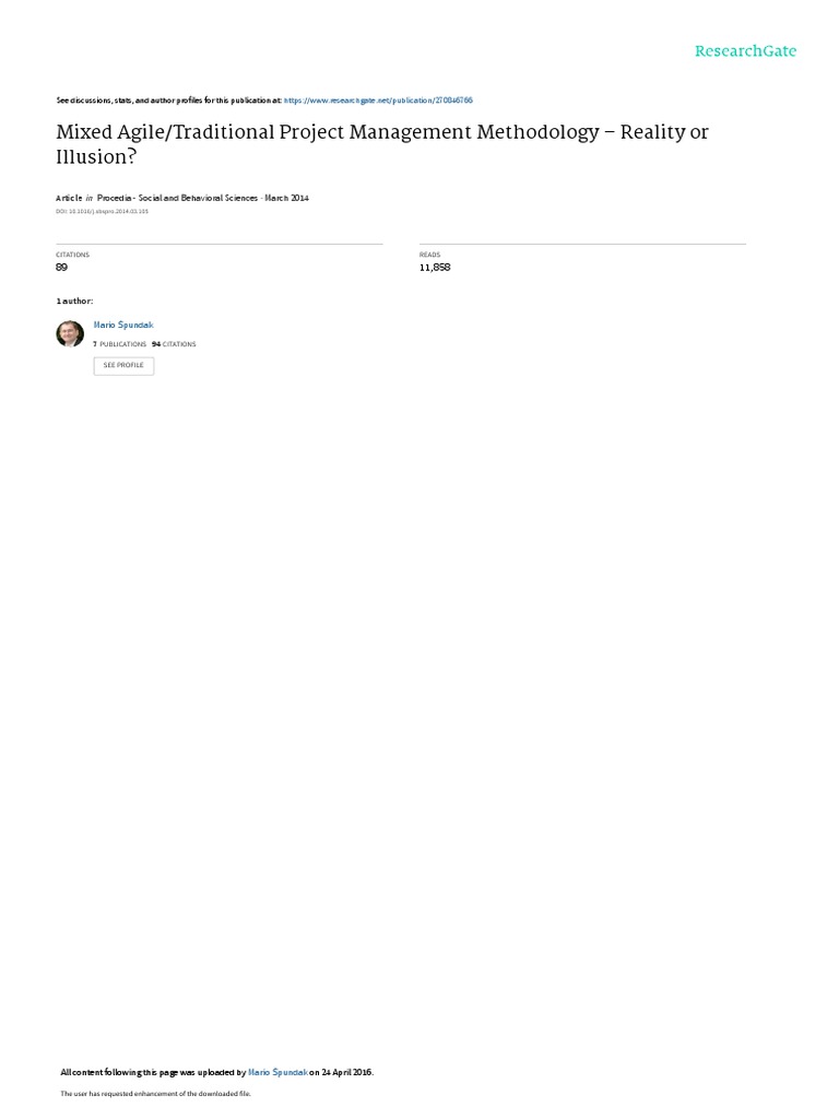 Mixed Agile Traditional Project Management Methodology - Reality or Illusion | PDF | Agile ...