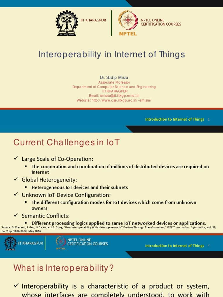 Interoperability in Internet of Things: Dr. Sudip Misra | PDF ...