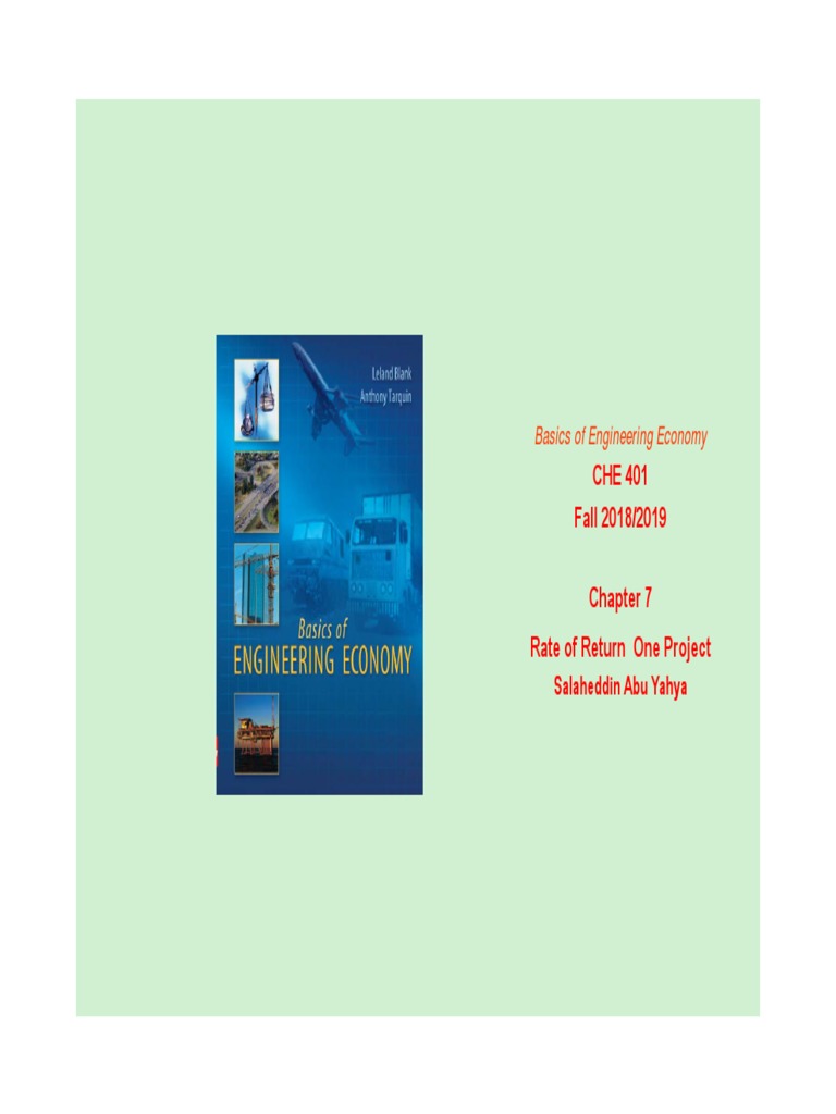 Chapter 7 ROR | PDF | Time Value Of Money | Equations