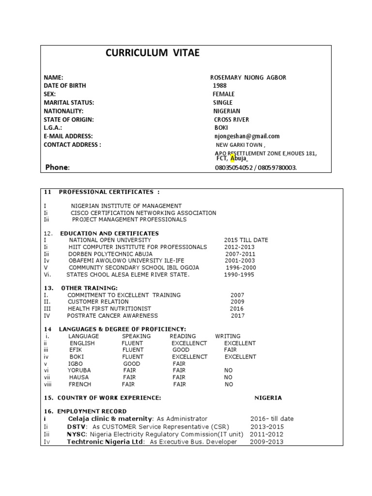 Curriculum Vitea | PDF | Nigeria | Business