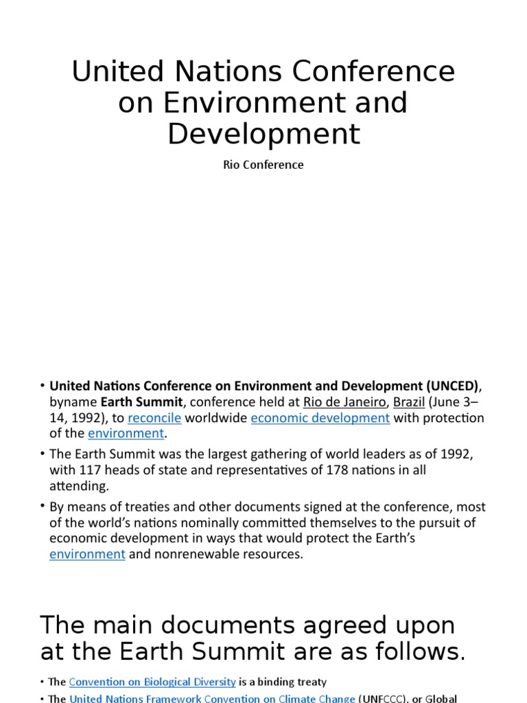 Rio Conference 1992 | PDF | United Nations Framework Convention On ...