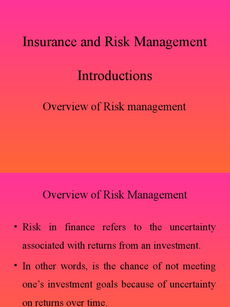 Understanding Insurance & Risk Management | PDF | Market Liquidity | Risk