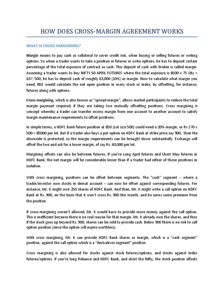 HOW DOES CROSS-MARGIN AGREEMENT WORKS - Keval Shah | PDF | Margin ... HOW DOES CROSS-MARGIN AGREEMENT WORKS - Keval Shah | PDF | Margin ...