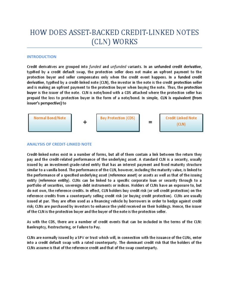 HOW DOES ASSET-BACKED CREDIT-LINKED NOTES (CLN) WORKS - Keval Shah ...