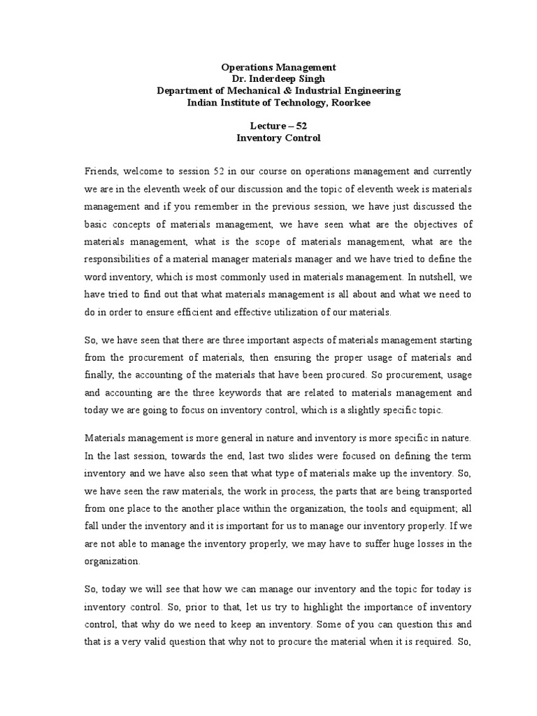 Lec 52 | PDF | Percentage | Inventory