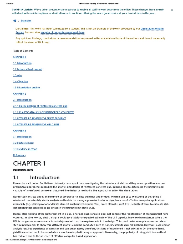Ultimate Load Capacity of Reinforced Concrete Slab | PDF | Beam ...